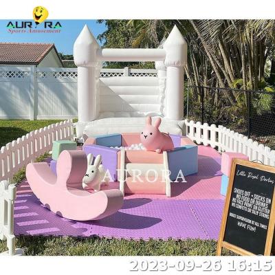 China Soft Play Area For Baby White Soft Play Equipment For Kids Ball Pit With Slide for sale