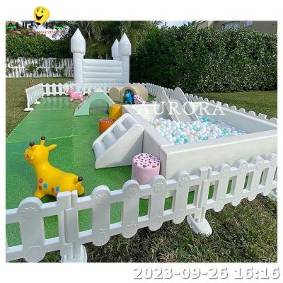 China Soft Play Area For Baby White Soft Play Equipment For Kids Ball Pit With Slide for sale