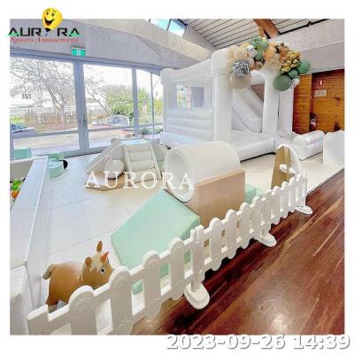 China Ball Pit With Slide White Inflatable Bounce House Soft Play Equipment Package for sale