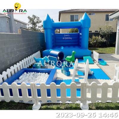 China Ball Pit With Slide White Inflatable Bounce House Soft Play Equipment Package for sale
