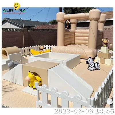 China Beige Inflatable Soft Play Equipment Cheap Indoor Playground Soft Play Bounce House for sale