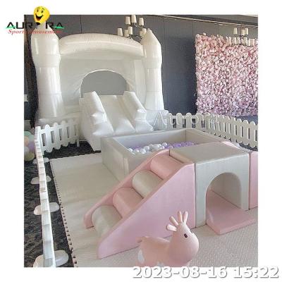 China Outdoor Childrens Soft Play Set Step And Slide Soft Play With Inflatable Bouncer for sale