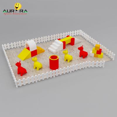 China Playground Kids Soft Play Equipment Red And Yellow Foam Set For Party Rental for sale