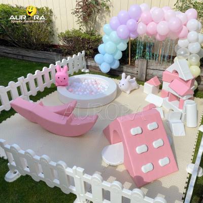 China Pink And White Kids Soft Play Equipment Indoor Outdoor Soft Foam Climber Play Sets for sale