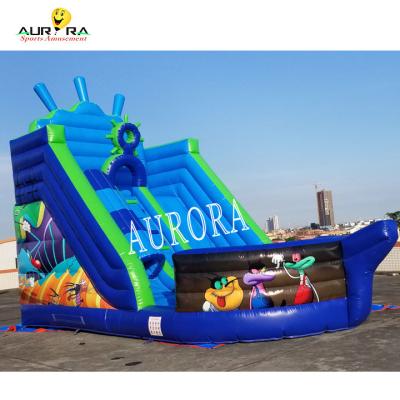 China Commercial Inflatable Water Slide With Blue Double Lane Inflatable Slide For Parties for sale