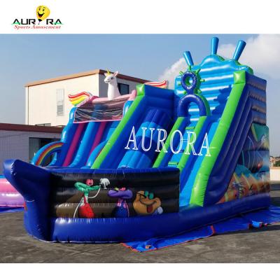 China Commercial Inflatable Water Slide With Blue Double Lane Inflatable Slide For Parties for sale