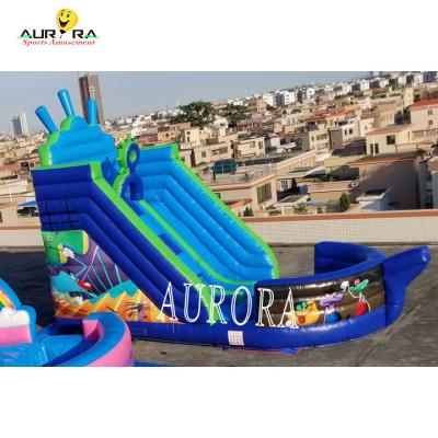 China Commercial Inflatable Water Slide With Blue Double Lane Inflatable Slide For Parties for sale