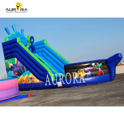 China Commercial Inflatable Water Slide With Blue Double Lane Inflatable Slide For Parties for sale