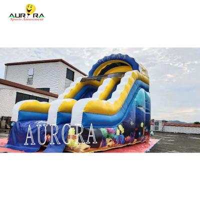 China Blue Yellow Playground Inflatable Water Slide Rental For Parties And Events for sale