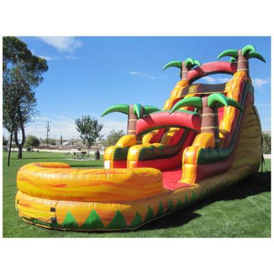 China Yellow 22 Ft Tropical Fiesta Breeze Water Slide Inflatable Water Slides With Pool for sale