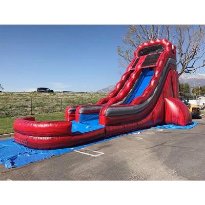 China Yellow 22 Ft Tropical Fiesta Breeze Water Slide Inflatable Water Slides With Pool for sale