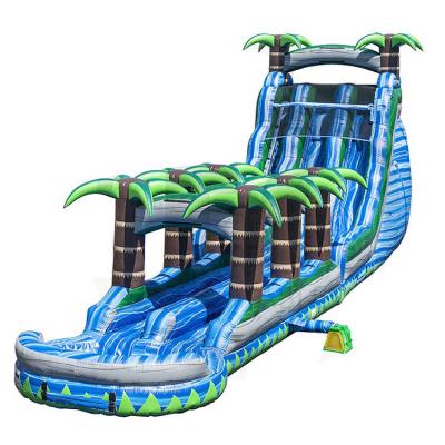 China Water Or Dry Inflatable Slip And Slide With Pool At The End Double Lane Blow Up Slide for sale