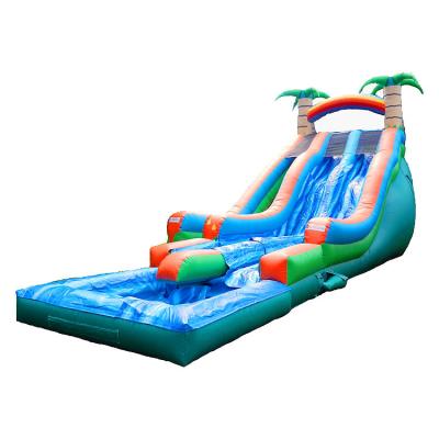 China Water Or Dry Inflatable Slip And Slide With Pool At The End Double Lane Blow Up Slide for sale