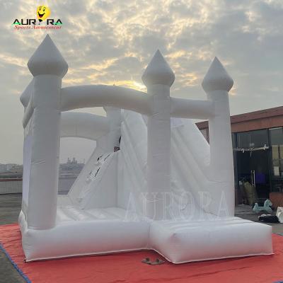 China Customized Inflatable Bouncy Castle With Slide Wedding White Bounce House for sale