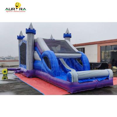 China Custom Design Kids Inflatable Bouncy Castle 0.55mm PVC Jumping Bounce House With Slide for sale