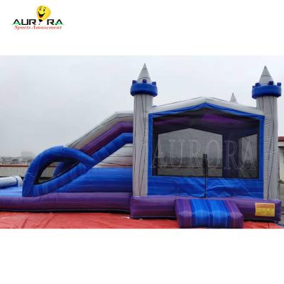 China Custom Design Kids Inflatable Bouncy Castle 0.55mm PVC Jumping Bounce House With Slide for sale