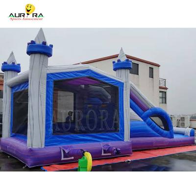 China Custom Design Kids Inflatable Bouncy Castle 0.55mm PVC Jumping Bounce House With Slide for sale