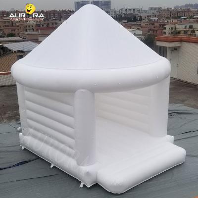 China Adults Wedding White Inflatable Bouncy Castle PVC Custom Logo With Top Roof for sale