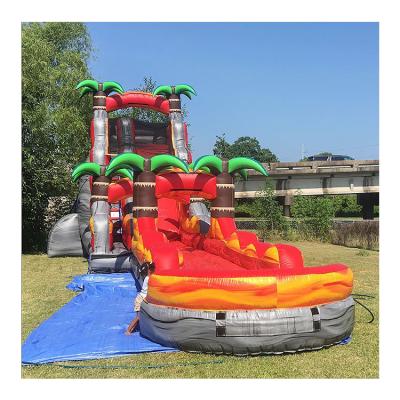 China Inflatable Giant Water Slides With Swimming Pool Big Tropical Inflatable Water Slide for sale