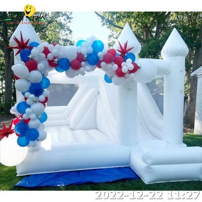 China 0.55mm PVC tarpaulin Inflatable Bounce House White Bouncy Castle For Wedding for sale
