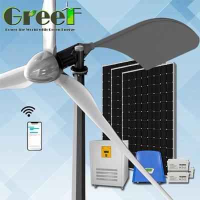 China Home Use On / Off Grid / Hybrid System Solution Energy Complete Solar Wind Hybrid Horizontal Axis Wind Turbine 1KW 2KW 5KW for sale