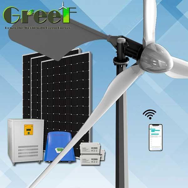 Quality Rooftop Solar Wind Hybrid System Horizontal Axis Wind Turbine 3 Phase 5KW for sale