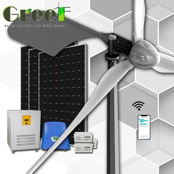 Quality Rooftop Solar Wind Hybrid System Horizontal Axis Wind Turbine 3 Phase 5KW for sale