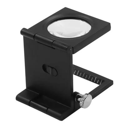 China LED Lighting 10X Metal Folding Magnifier Foldable Desktop Textile Linen Tester with Metric Scale Product Type Magnifiers for sale
