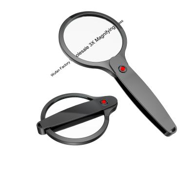 China Amazon 90mm Foldable Handheld 3X+6X Optical PMMA Instruments Magnifying Glass for sale