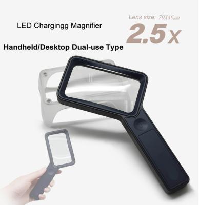 China Factory Direct Sales Magnifying Glass with Light Handheld Reading Magnifying Glass Led USB Rechargeable square Magnifier for sale