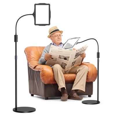 China Retractable Floor Standing Round Magnifier With Infinity Dimming LED Lights and HD Lens for sale