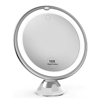 China Custom 10X Magnification LED Light Travel-Friendly Foldable Makeup Mirror 360 Degree Adjustable New Desktop Cosmetic Mirror for sale