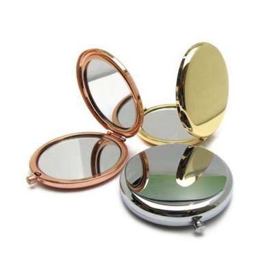 China Personalized Portable Round Folding Mirrors Rose Gold Silver Pocket Making up Mirror for Gift for sale