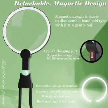 China High Quality Portable 5X Handheld Magnifier 5.12in Diameter Magnifying Lens Hands-Free Reading Glass for sale