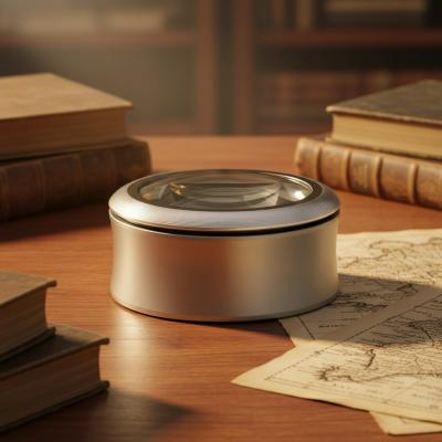 China Optical Glass K9 Lens LED Handheld Dome Magnifier with High Power Light  for Reading and Electronic Inspection for sale