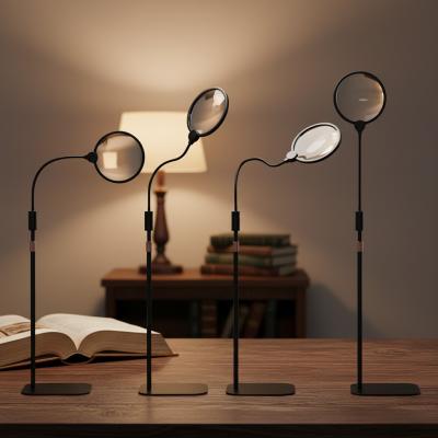 China 180mm Round PMMA Lens Screen Magnifier Diameter LED Floor Light with Standing Adjustable 360 Position for Reading Work for sale