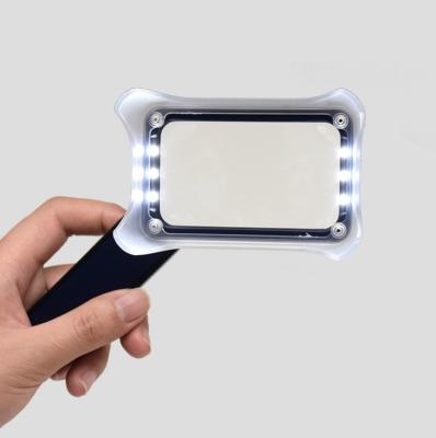 China White Black 2.5X K9 Lens Screen Magnifier LED Illuminated Handheld Transparent for Reading for sale