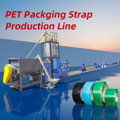 China Single Screw PET Strap Production Line with 38CrMoALA Screw Material, 250-500 KG/H Capacity, and Customizable Embossing Patterns for sale