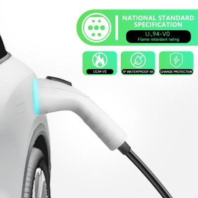 China 5M 7kW Portable Electric Car Charger With Screen GB/T 8A-32A Adjustable IP65 for sale