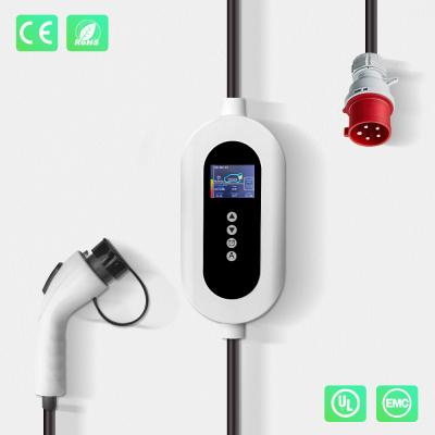 China 11kW 3 Phase Portable EV Charger GB/T 16A Industrial Red Plug for sale