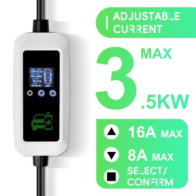 China Portable GB/T EV Charger 3.5kW with Adjustable Current 16A and Customizable Cable Length for sale