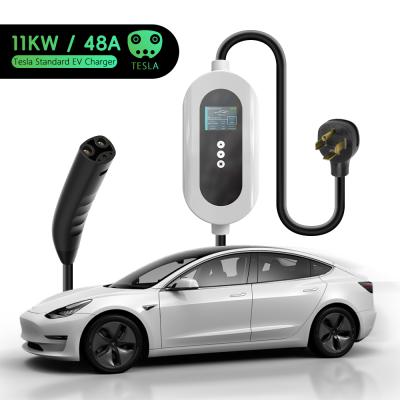 China 11KW Portable Charger NACS Connector for Tesla | EV Charger Manufacturer for sale
