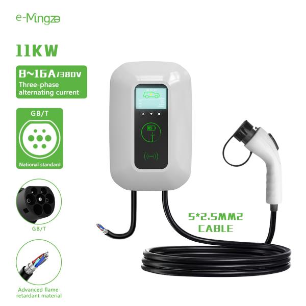 Quality 11kW GB/T 16A 380V 3 Phase EV Charger  5×2.5mm² Cable CE Certified for sale
