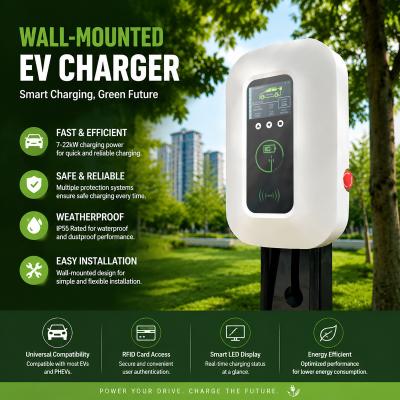 China Wall Mounted Type2 Charger 32A AC Charging Station With WiFi APP And RFID for sale