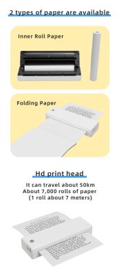 China Portable Mini A4 Thermal Printer No Ink Printing for Phone PC Tattoo Transfer Stencil Maker with Thermal Rolls Folded Paper for sale