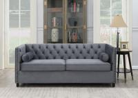 China Velvet Fabric Sofa Bed with Spring Mattress Round Arm Pillows 190cm L for sale