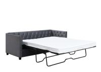 China Velvet Fabric Sofa Bed with Spring Mattress Round Arm Pillows 190cm L for sale