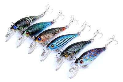6 Farben 6.5cm/5G Neues Modell Mullet,Perch,Wartfisch Kunststoff harter Köder Sinkende Minnow Fischerleibe