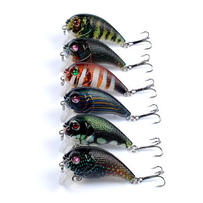 China 6 cores 5.3cm/9g 6# Ganchos 3D Olhos Pintura Plástica isco 0.30m-0.9M Crank flutuante isco de pesca for sale