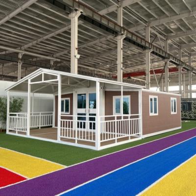 China Luxe uitbreidbare containerhuis met extra dak en veranda Te koop